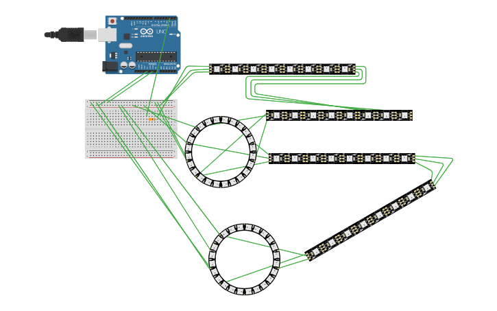 Circuit design Neopixel LED RGB inteligente - Tinkercad