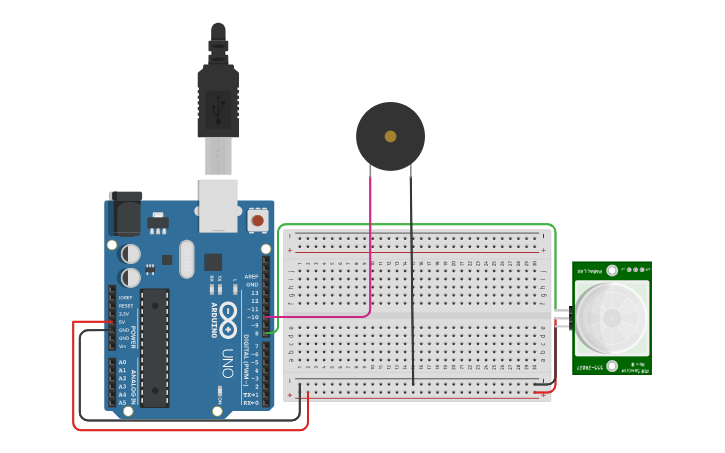 Circuit design Security Alarm - Tinkercad