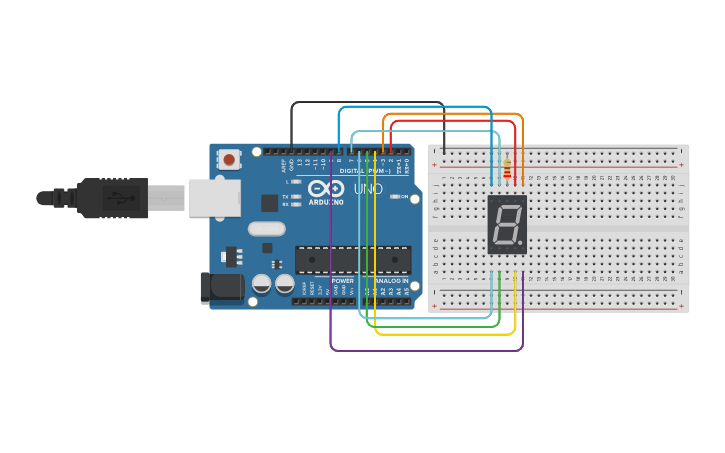 Circuit design Display 7 seg | Blocos + texto - Tinkercad