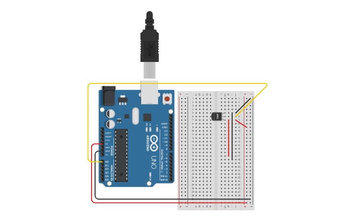 Circuit design Temp. Sensor - Tinkercad