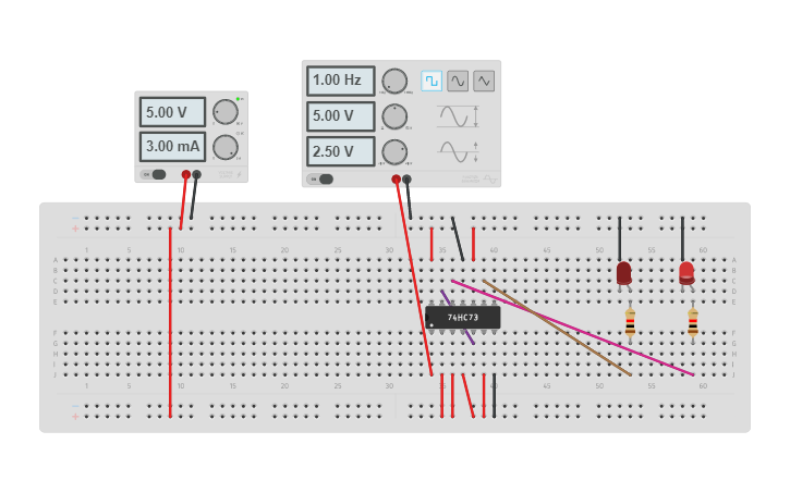 Circuit design Async Down Counter | Tinkercad
