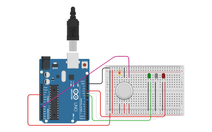 Circuit design Sensor Gas - Tinkercad