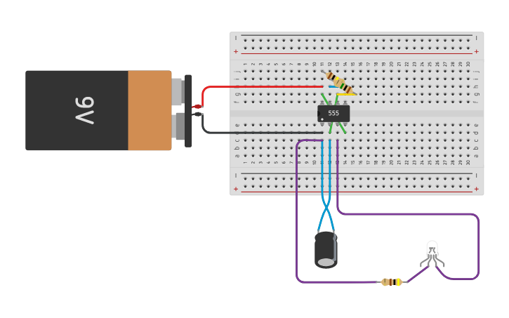 Circuit design 555 timer led timer LED flasher circuit - Tinkercad