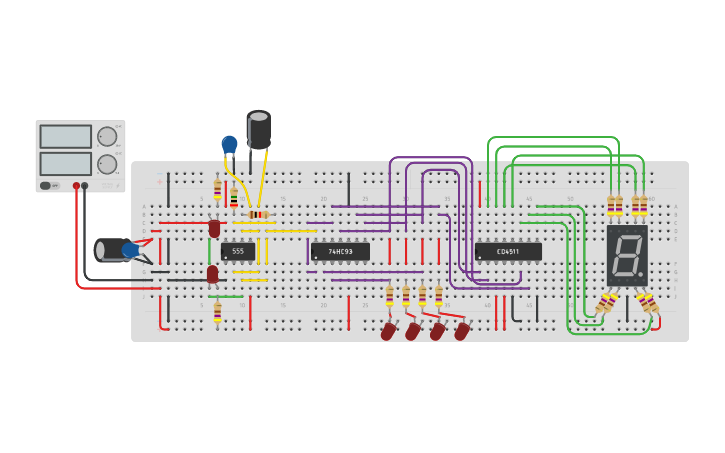 Circuit design Contador Display 7 segmentos - Tinkercad