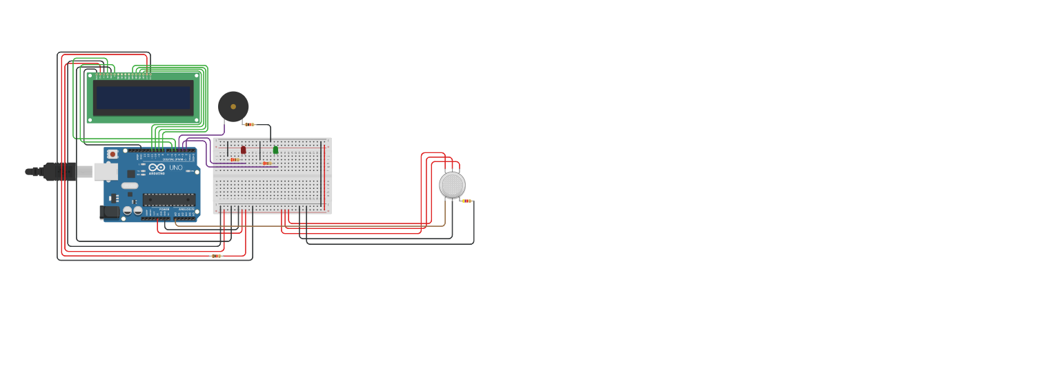 Circuit Design Gas Detecting System Tinkercad