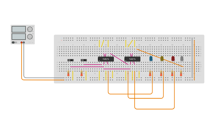 Circuit design Shift register | Tinkercad