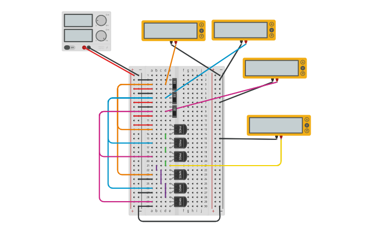 Circuit design NOR3 | Tinkercad