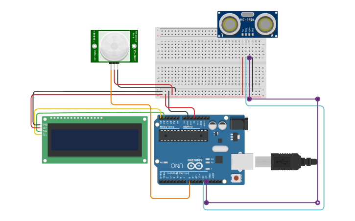 Circuit design Pendeteksi Manusia | Tinkercad