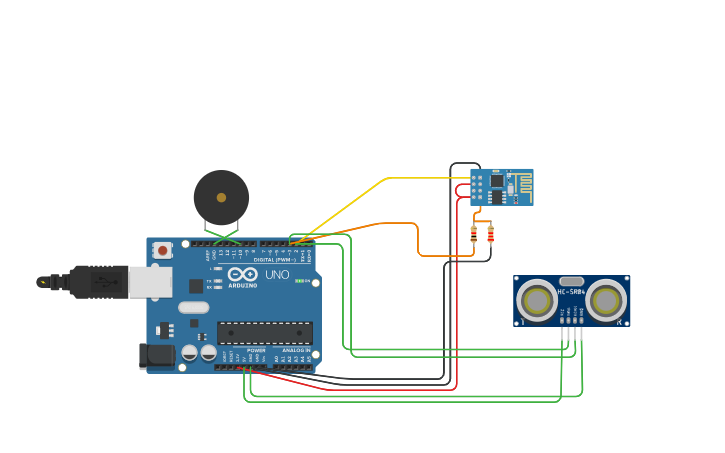 Circuit design sensor node controlling - Tinkercad