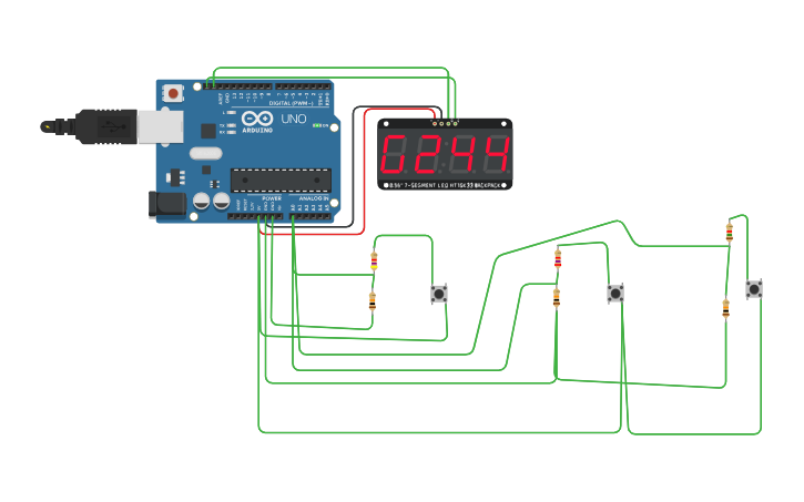 Circuit design Display 7 seg - Tinkercad