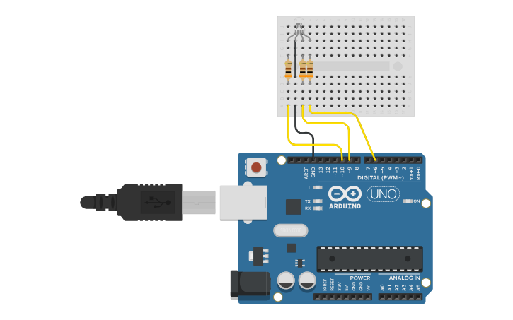 Circuit design Arduino UNO RGB LED with function - Tinkercad