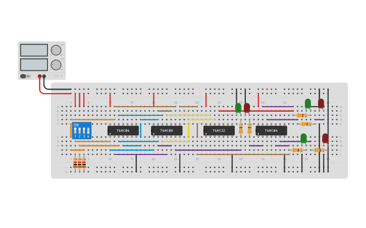 Circuit design Semáforos Ruas A-B-C | Tinkercad