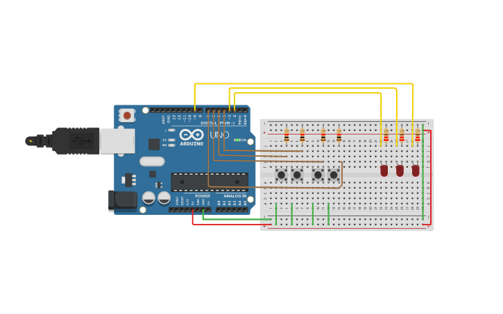 Circuit design EXAMEN BANDA TRANSPORTADORA | Tinkercad