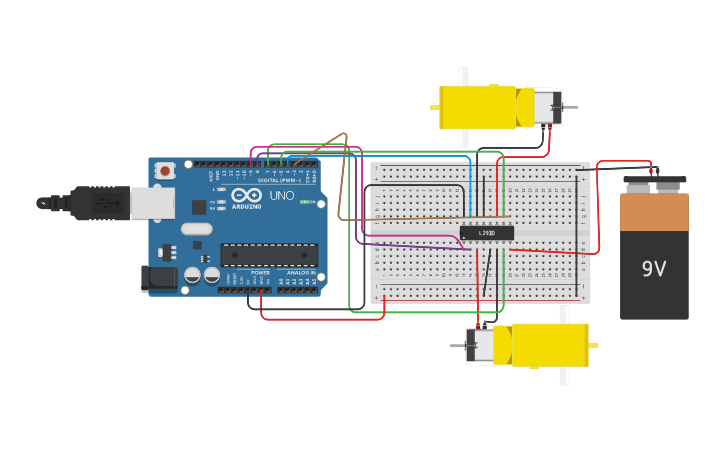 Circuit design dc motor - Tinkercad
