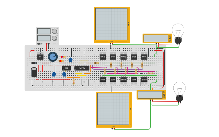 Circuit design INVERTER CIRCUIT 12V TO 220V - Tinkercad
