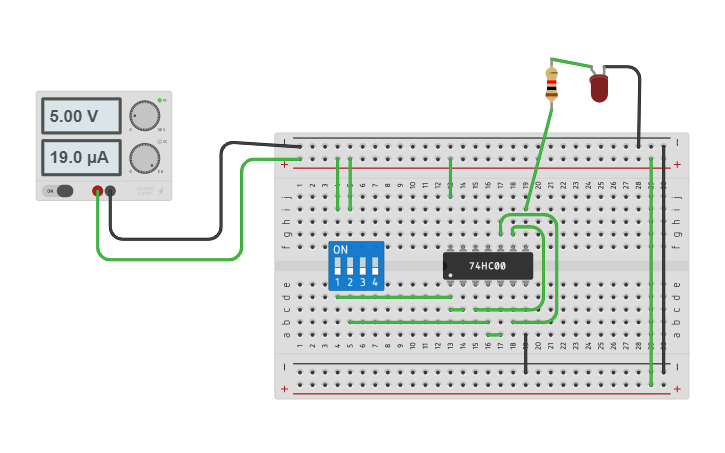 Circuit design OR using NAND Gate - Tinkercad