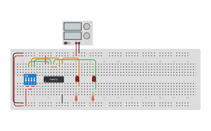 Circuit design 4-2 encoder - Tinkercad