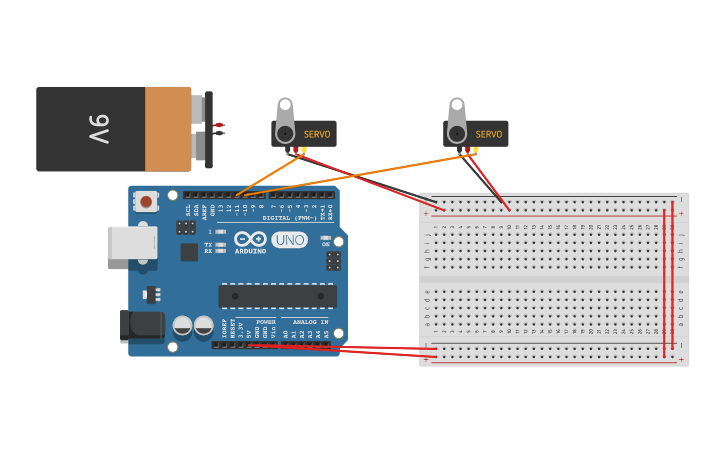 Circuit Design Servo Arduino Tinkercad