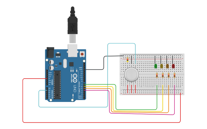 Circuit design วงจรไฟฟ้าสัญญาณเตือนไฟไหม้ - Tinkercad