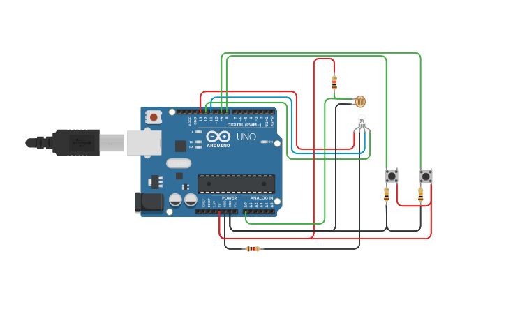 Circuit design Prototypage sonde RVB - Tinkercad
