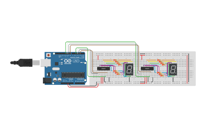 Circuit design Arduino Dos Displays - Tinkercad