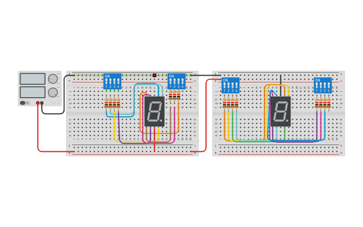Circuit design 7 segment - Tinkercad