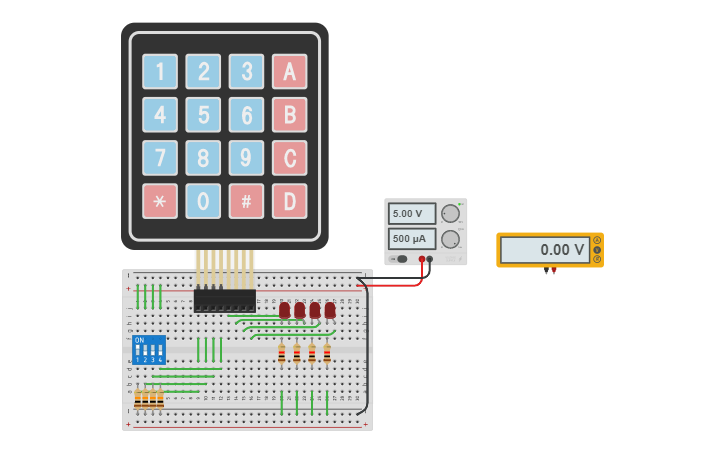Circuit Design Teclado Con Dip Switch Tinkercad