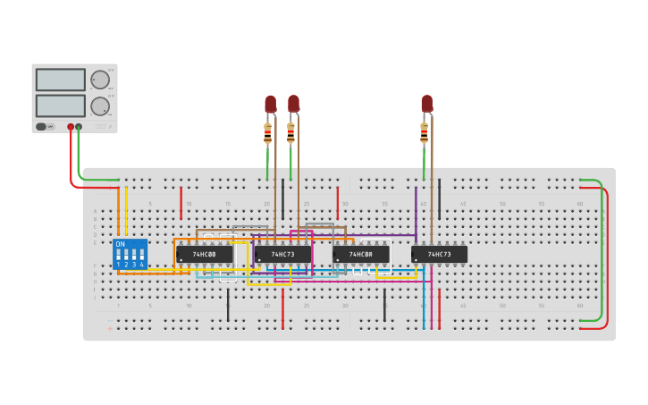 Circuit Design 3 Bit Asynchronous Up Down Counter Tinkercad