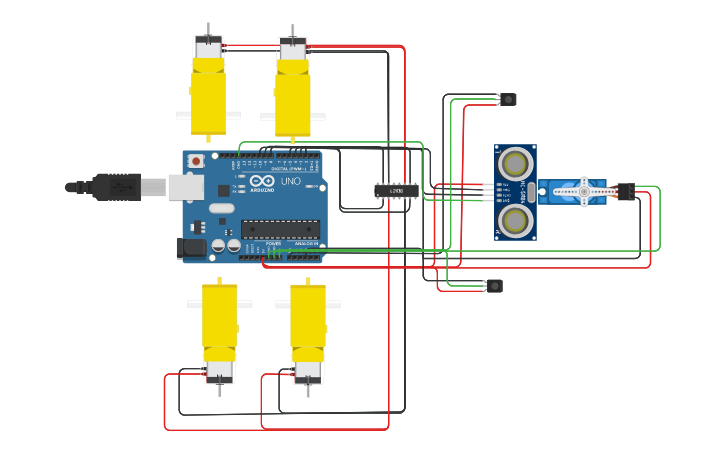 Circuit design Human follower robot - Tinkercad