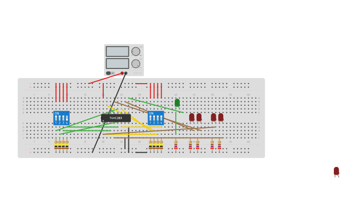 Circuit design Sumador 4bits - Tinkercad Circuit design Sumador 4bits - Tinkercad