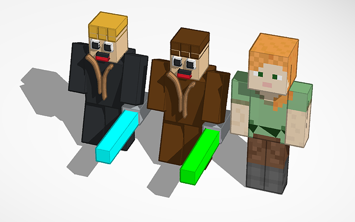 3D design Anakin e Luke Skywalker Minecraft - Tinkercad