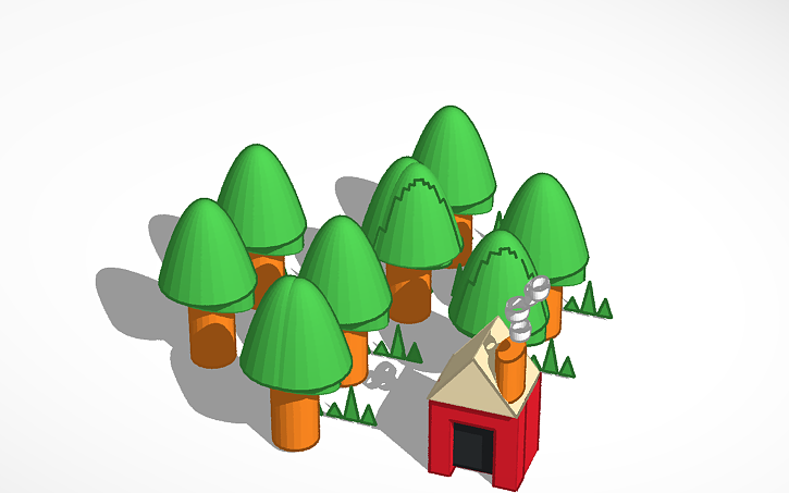3D design Random House with trees | Tinkercad
