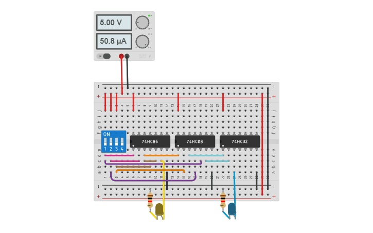 Circuit design Full Adder using Basic Gates | Tinkercad