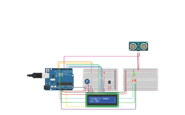 Circuit design Omakase Sanitizer and Thermometer | Tinkercad
