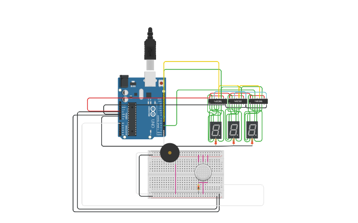 Circuit Design Copy Of 7 Segment Displays Use 74hc595 4 Pcs Tinkercad