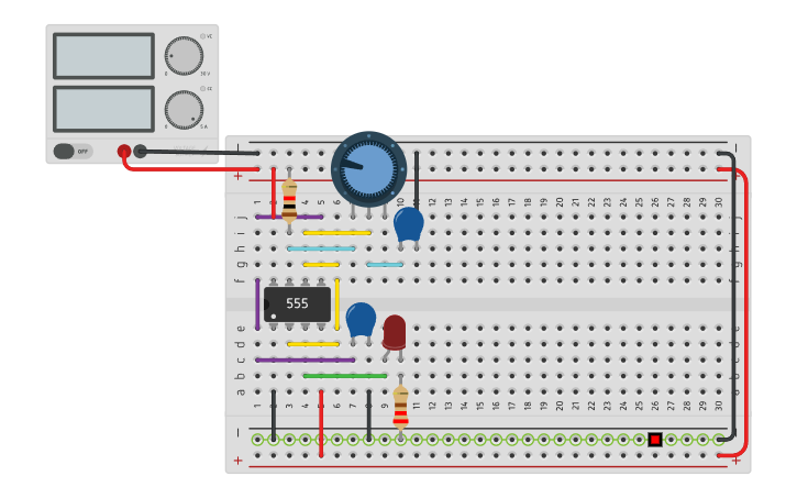 Circuit design CI 555 Modo Astable - Tinkercad