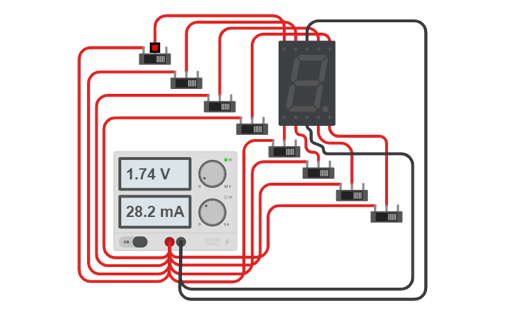 Circuit Design Display 7 Segmentos Tinkercad