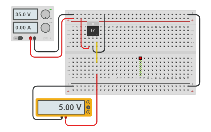 Circuit design 14 - Regulador de Tensão - 5V - Tinkercad