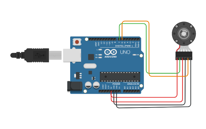 Circuit design 4 DC Motor With Encoder - Tinkercad