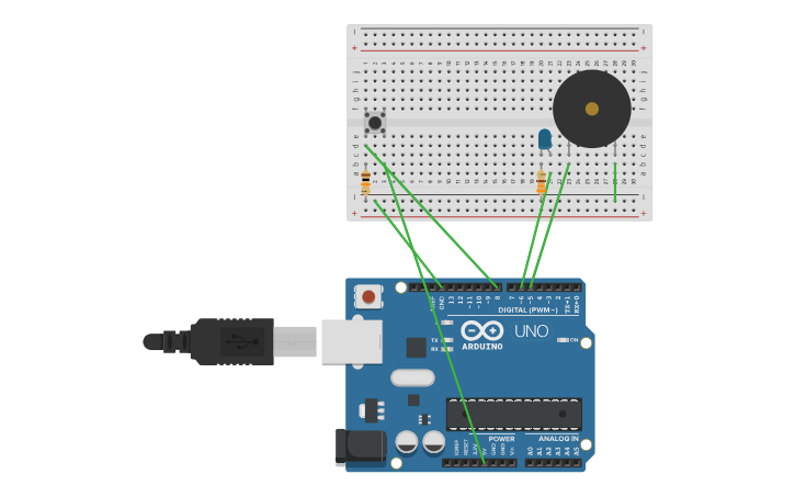 Circuit design 5. Buzzer - Tinkercad