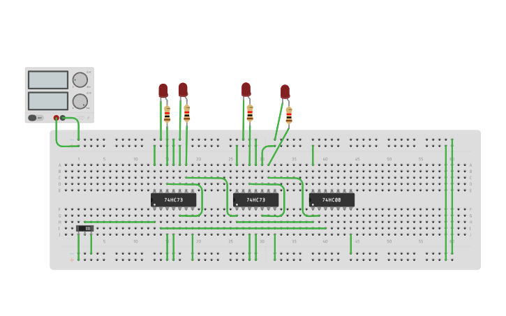 Circuit design Decade Counter - Tinkercad