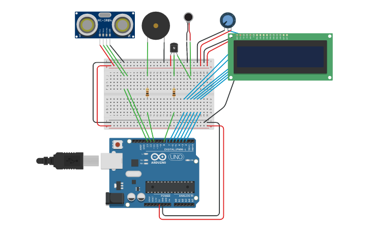 Circuit design Ultrasonic Blind Walking Stick - Tinkercad