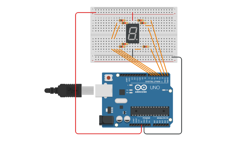 Circuit design 7-Segment-Display - Tinkercad