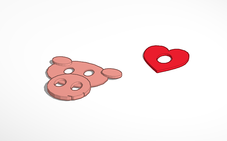3D design pig and heart buttons - Tinkercad