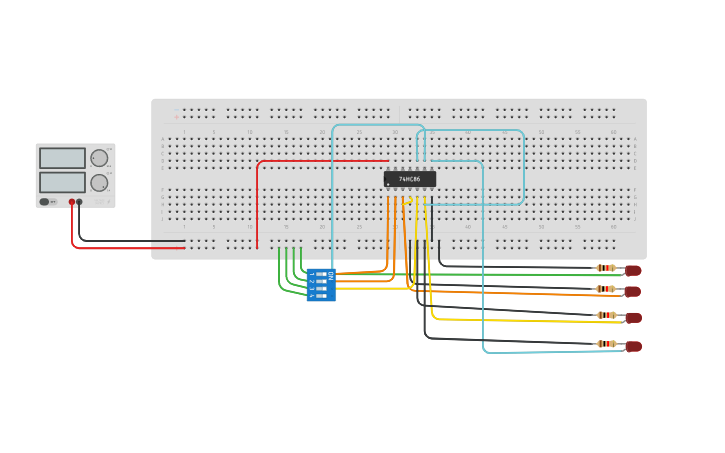 Circuit design Gray Code to Binary - Tinkercad