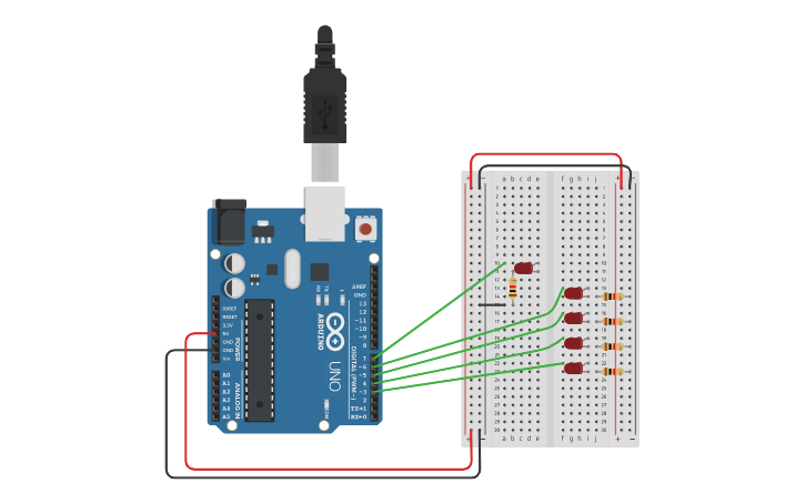 Circuit Design Бегущий огонёк By Shas Tinkercad