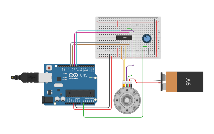 Circuit design Stepper Motor - Tinkercad