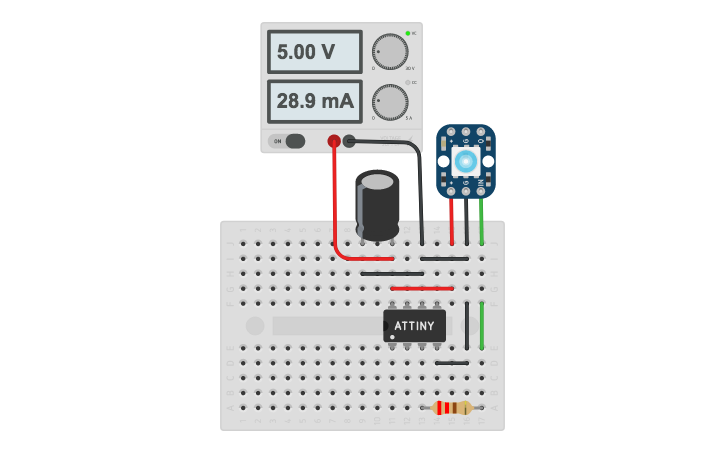 Circuit design Attiny 1 led NeoPixel - Tinkercad