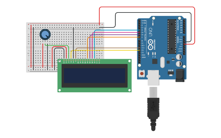 Circuit design LCD Screen - Tinkercad