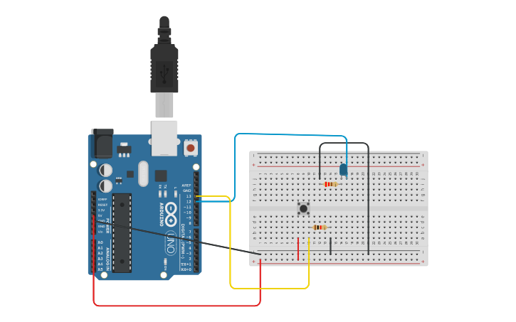 Circuit design Bouton poussoir - Tinkercad